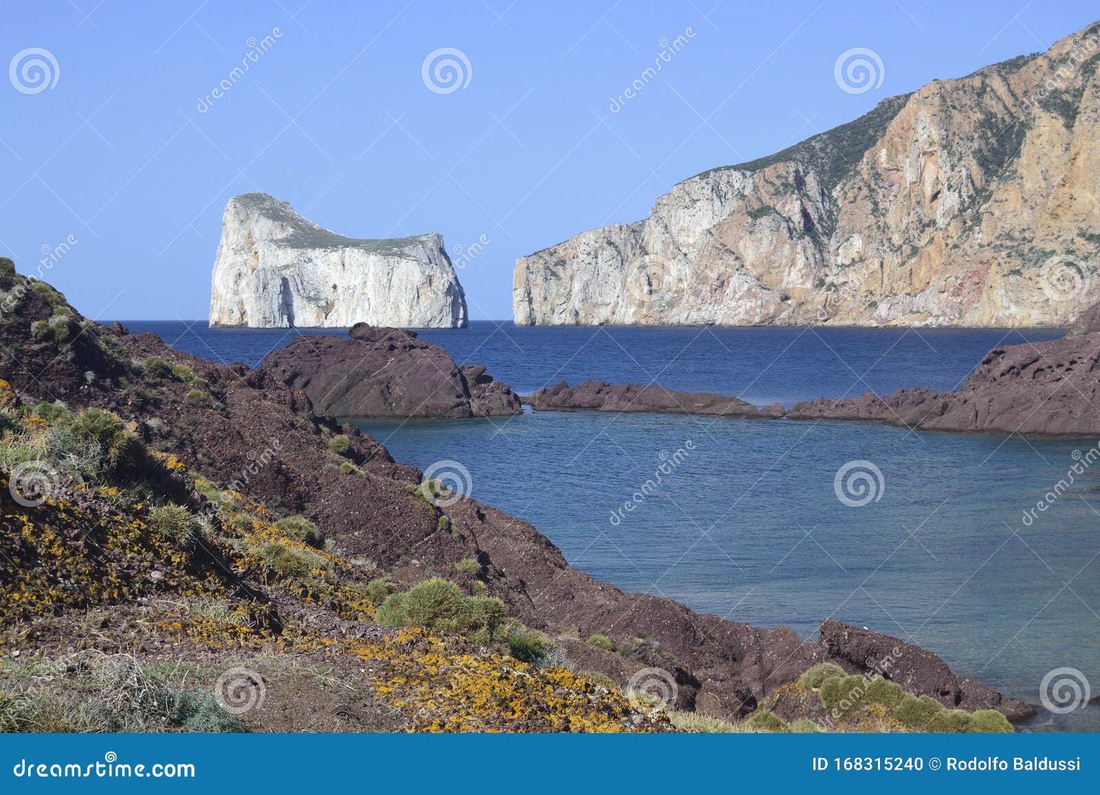 View of Porto Corallo stock photo. Image of beach, masua - 168315240