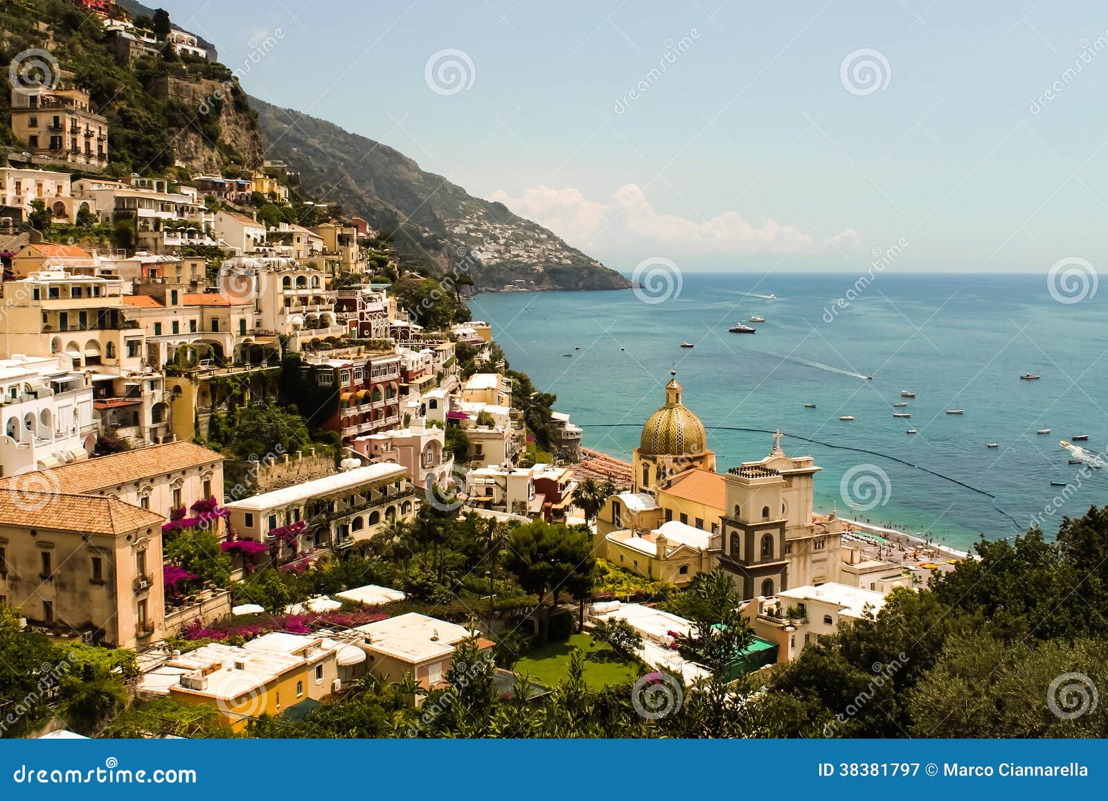 A view of Positano stock image. Image of mediterranean - 38381797