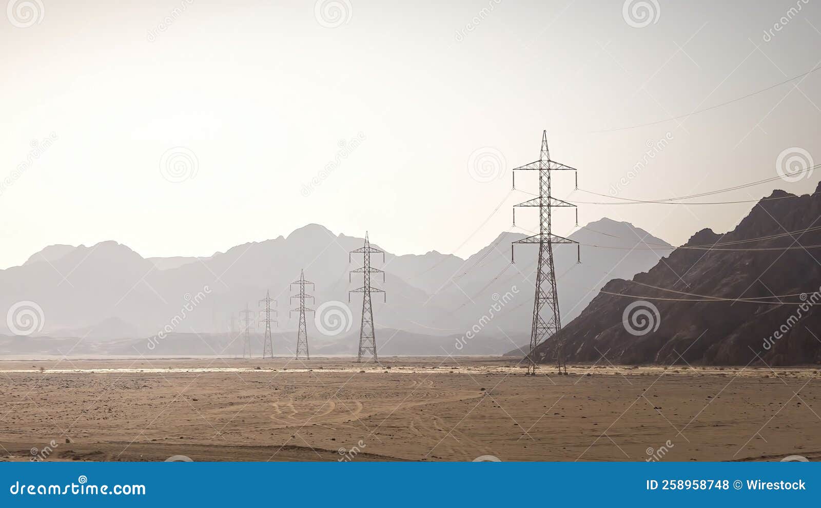 View of the Power Lines in the Desert Stock Photo - Image of dune ...