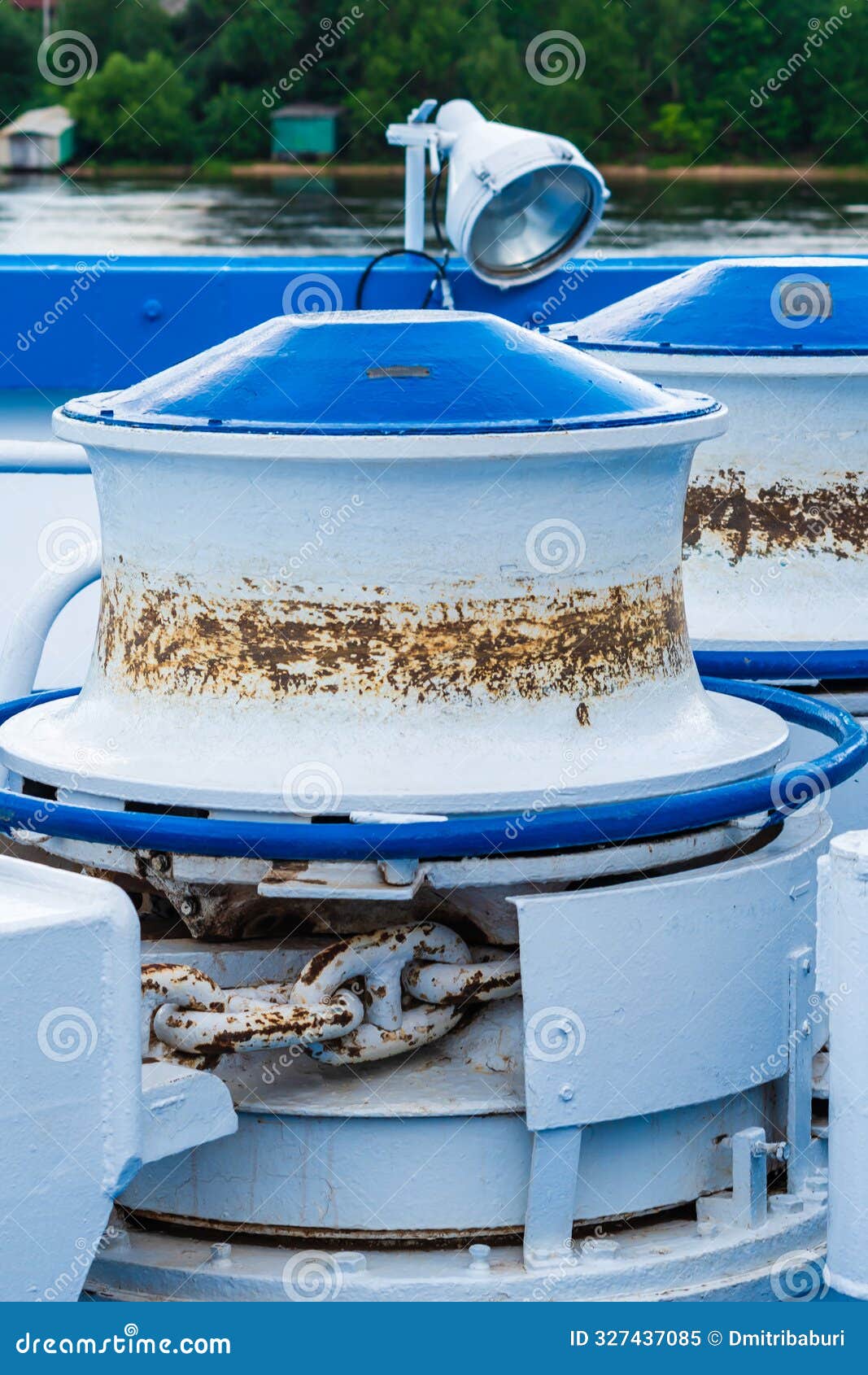 Saint Petersburg, Russia, July 7, 2024. Anchor Mooring Capstan on a ...