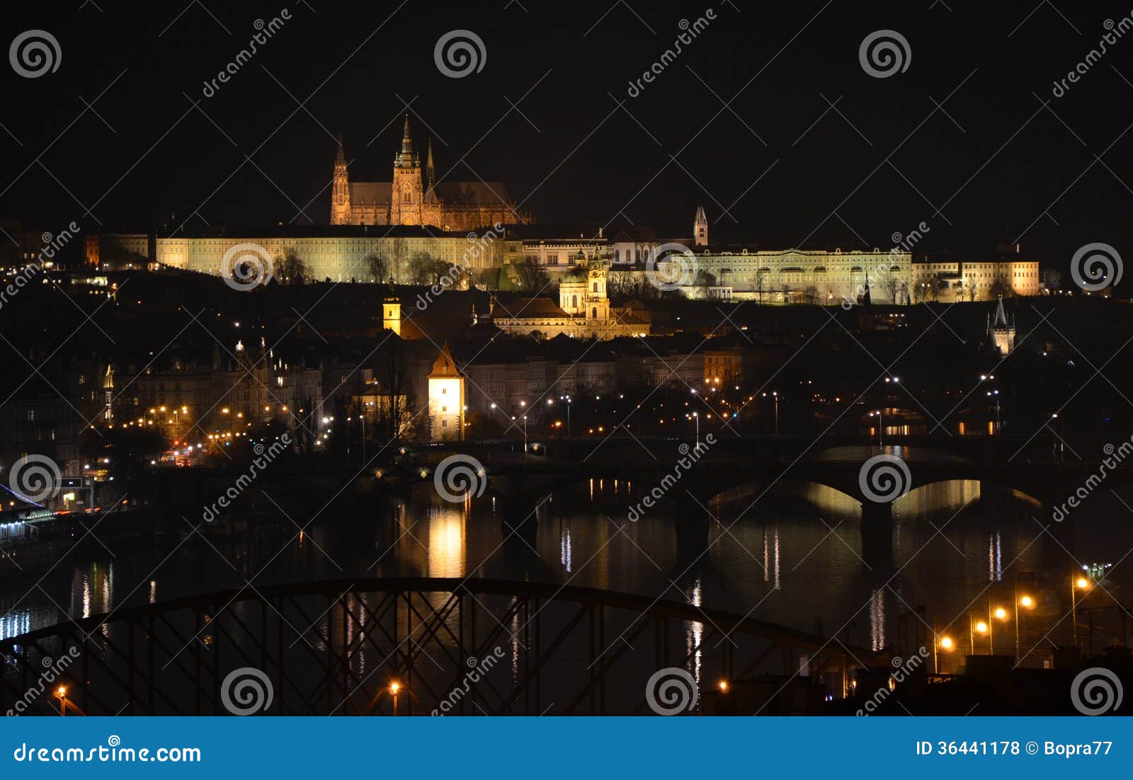 View of Prague Castle Across the River Vltava at N Stock Photo - Image ...