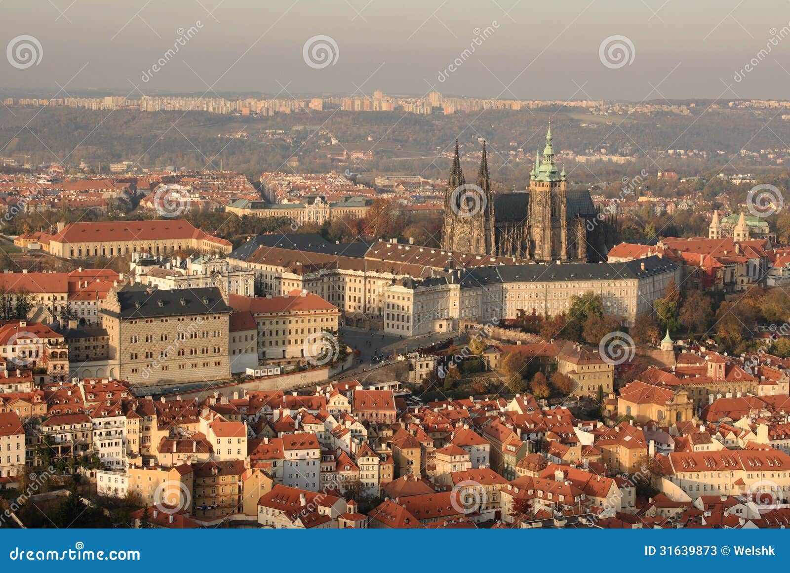 View of Prague Castle area stock image. Image of spires - 31639873