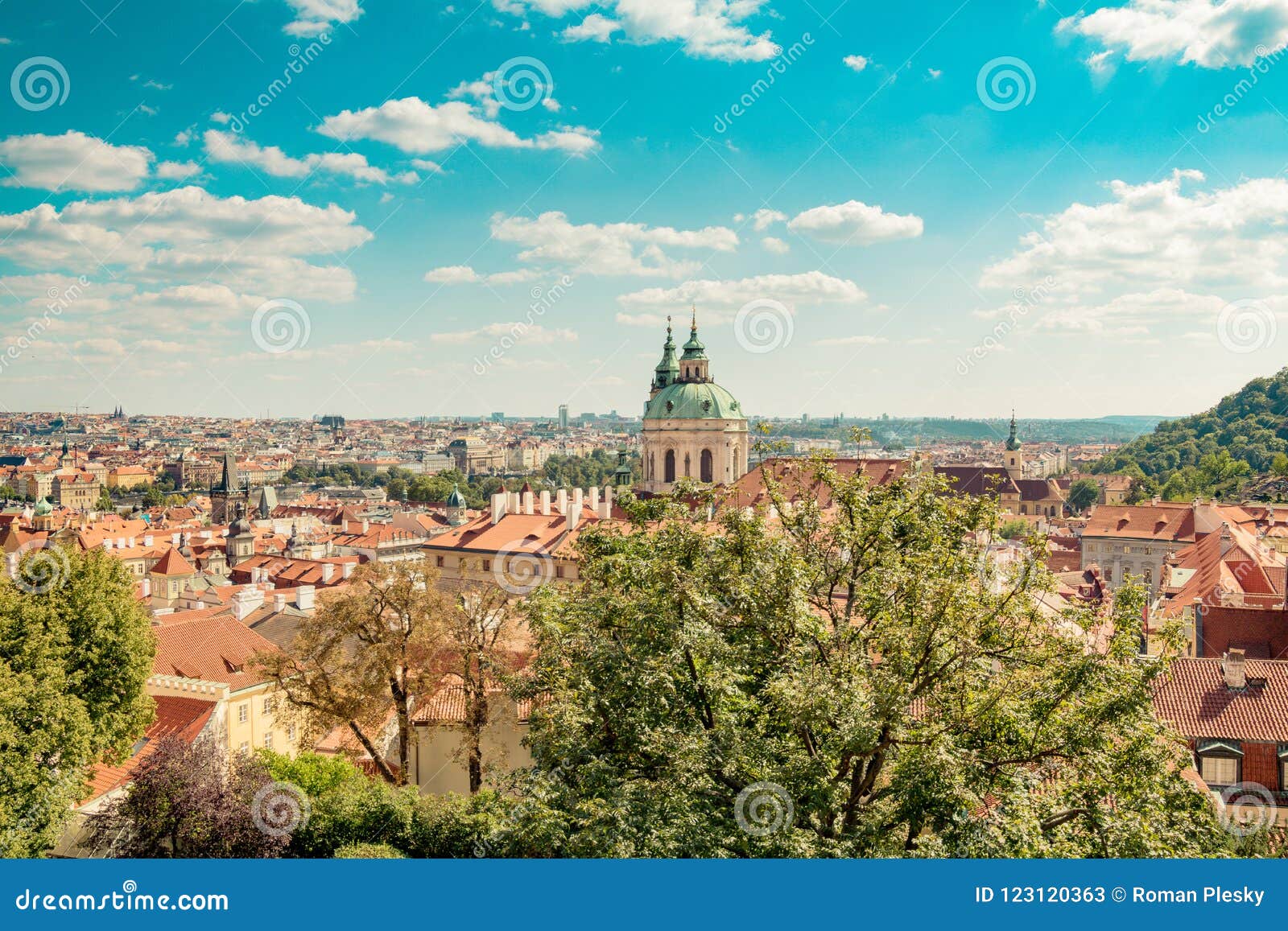 View from the Prague Castle on the Old Town in Summer in Prague, Czech Republic Stock Image ...
