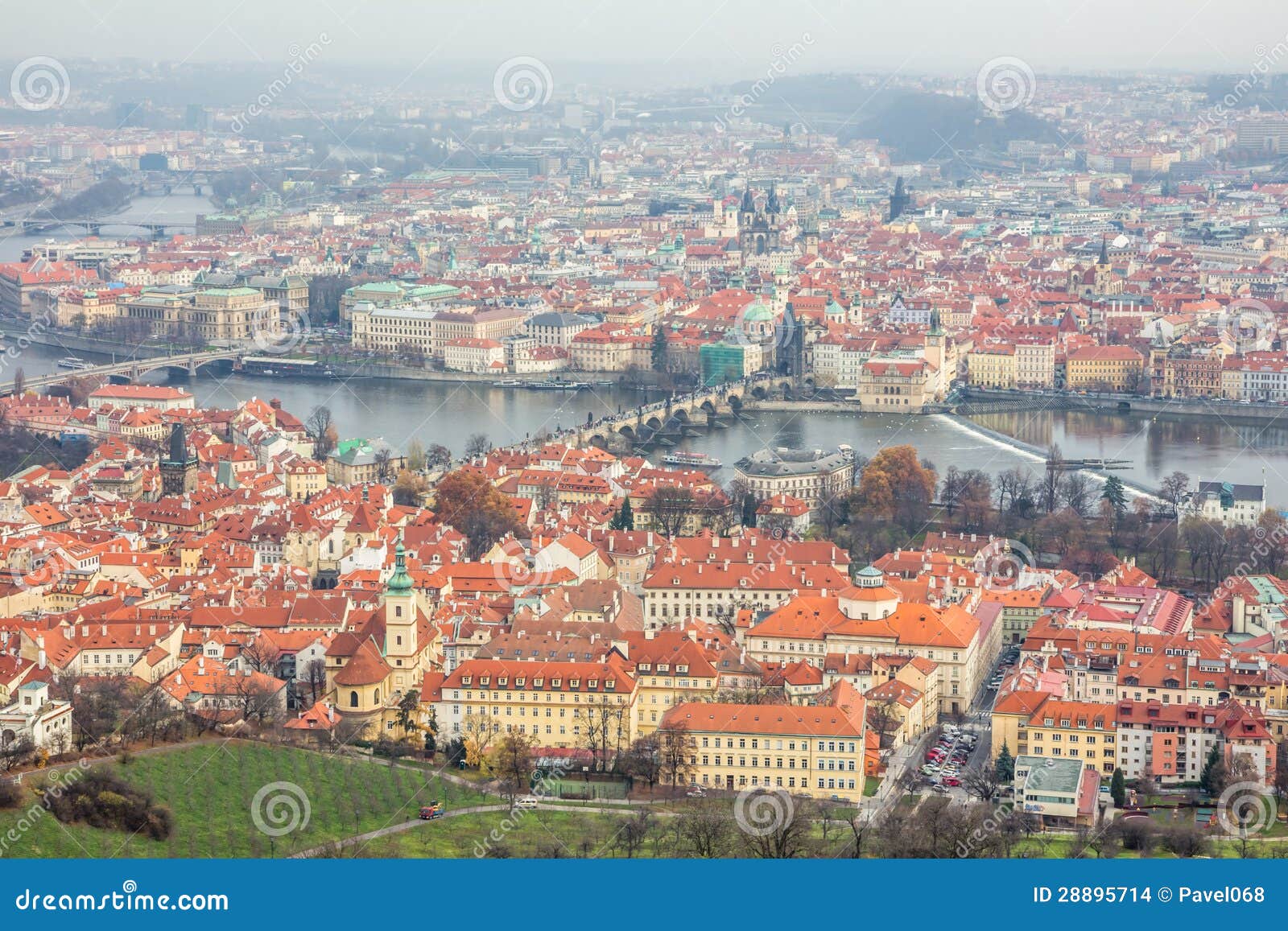 View of Prague City from Petrin Hill Stock Photo - Image of building ...