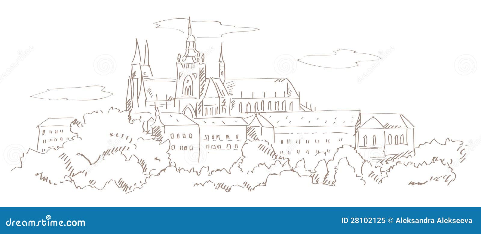 On Prague The St. Vitus Cathedral Cartoon Vector | CartoonDealer.com ...