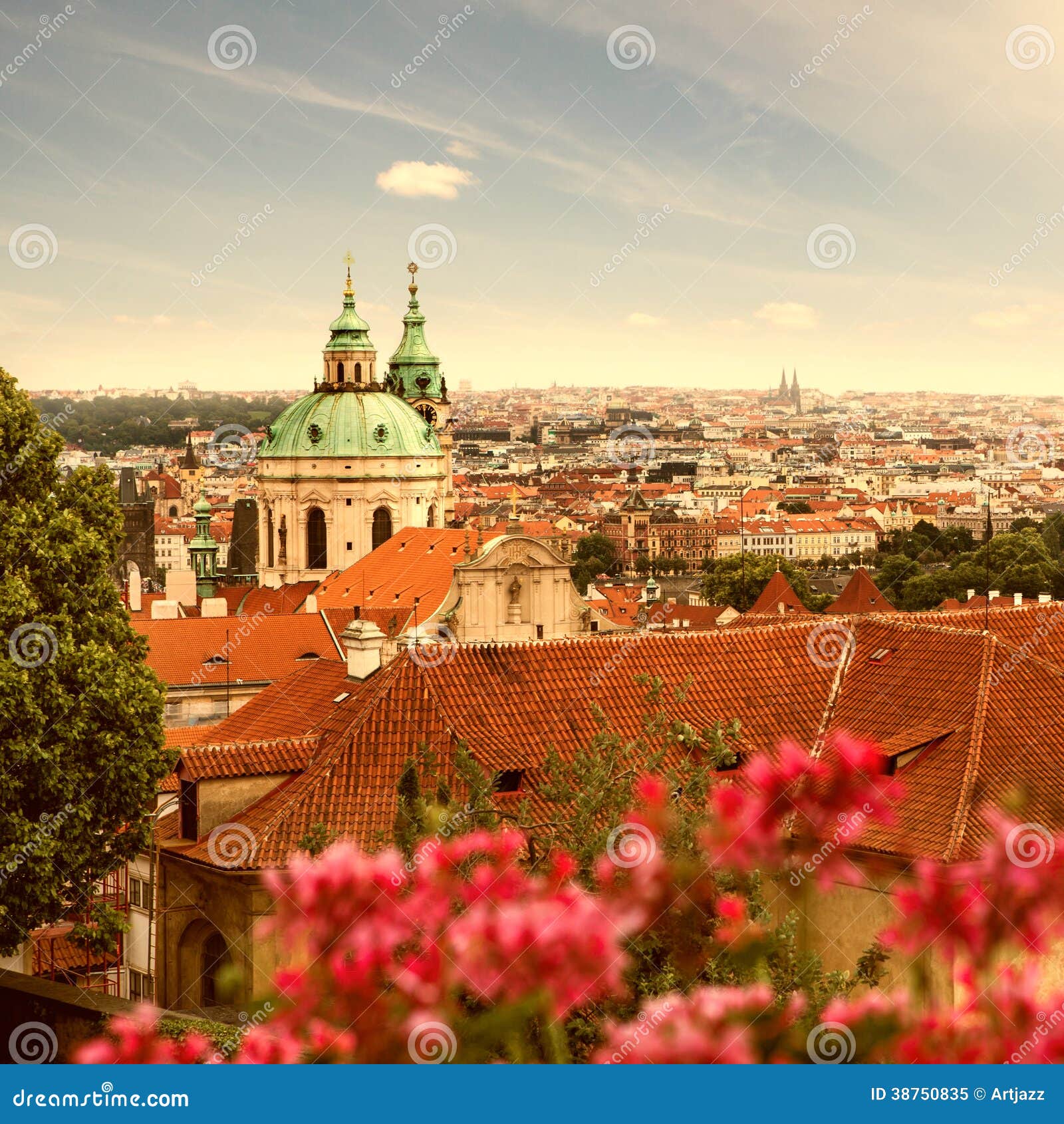 View of Prague in summer stock image. Image of czech - 38750835