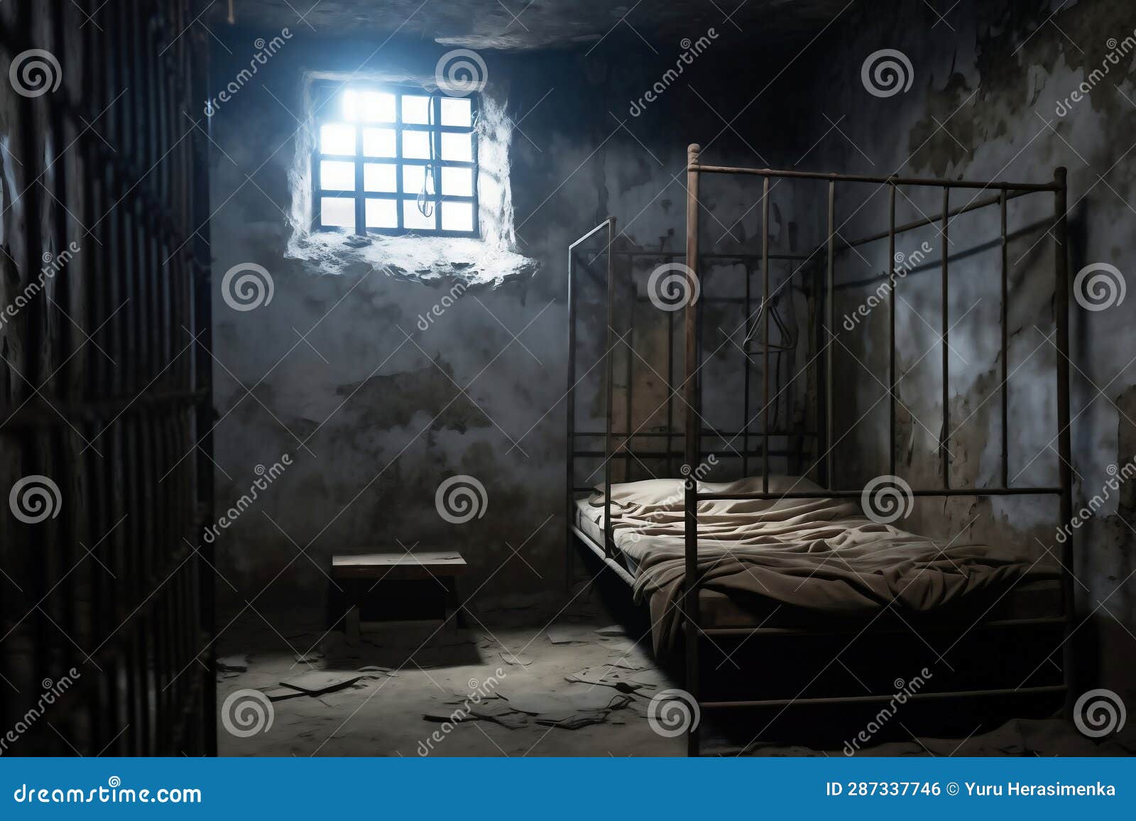 Man In Prisoners Cell. Serving Time For Crime. Violation Of Law. Guy In ...