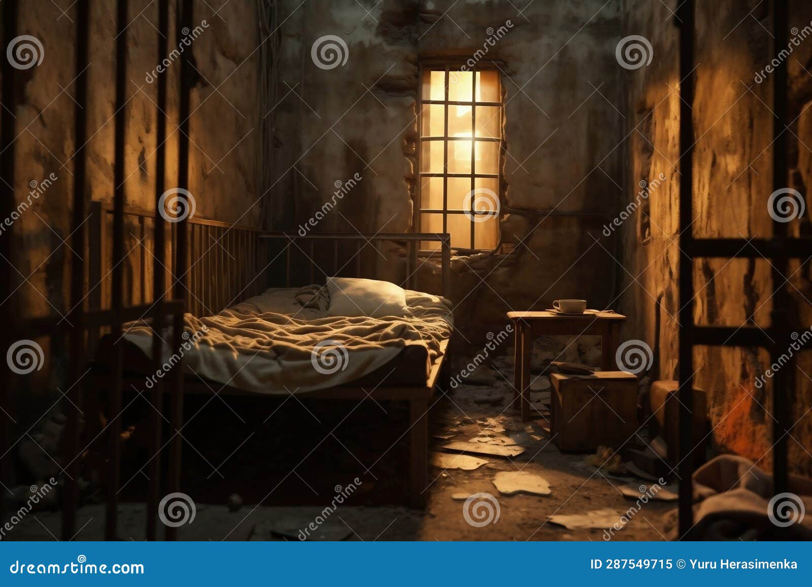 Man In Prisoners Cell. Serving Time For Crime. Violation Of Law. Guy In ...