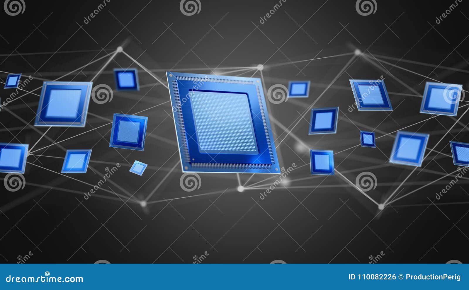 Processor Chip and Network Connection - 3d Render Stock Illustration ...
