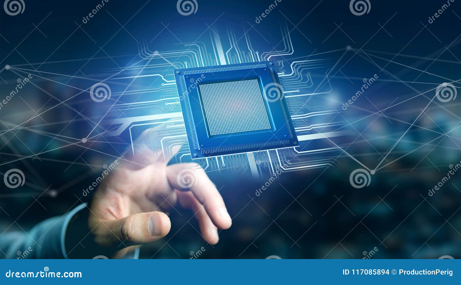 Processor Chip and Network Connection - 3d Render Stock Illustration ...