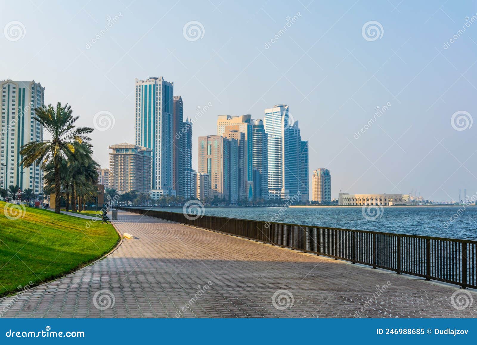 View of a Promenade Alongside the Khalid Lagoon in Sharjah, UAE...IMAGE ...