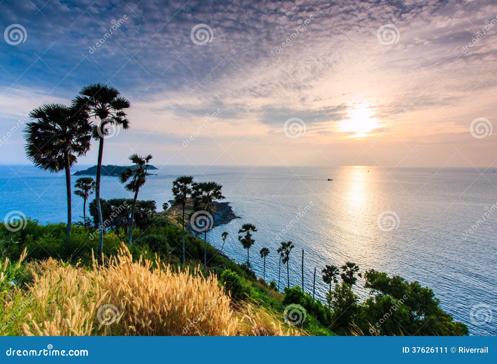 View of a Promthep Cape in the Sunset, Thailand Stock Image - Image of ...