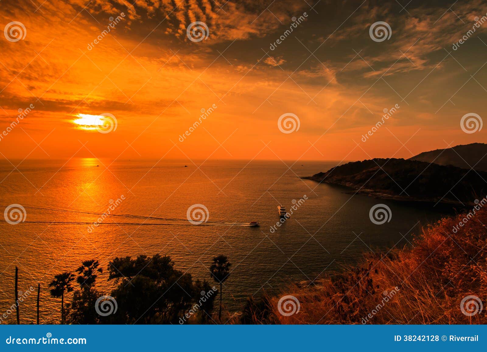 View of a Promthep Cape in the Sunset, Thailand Stock Photo - Image of ...