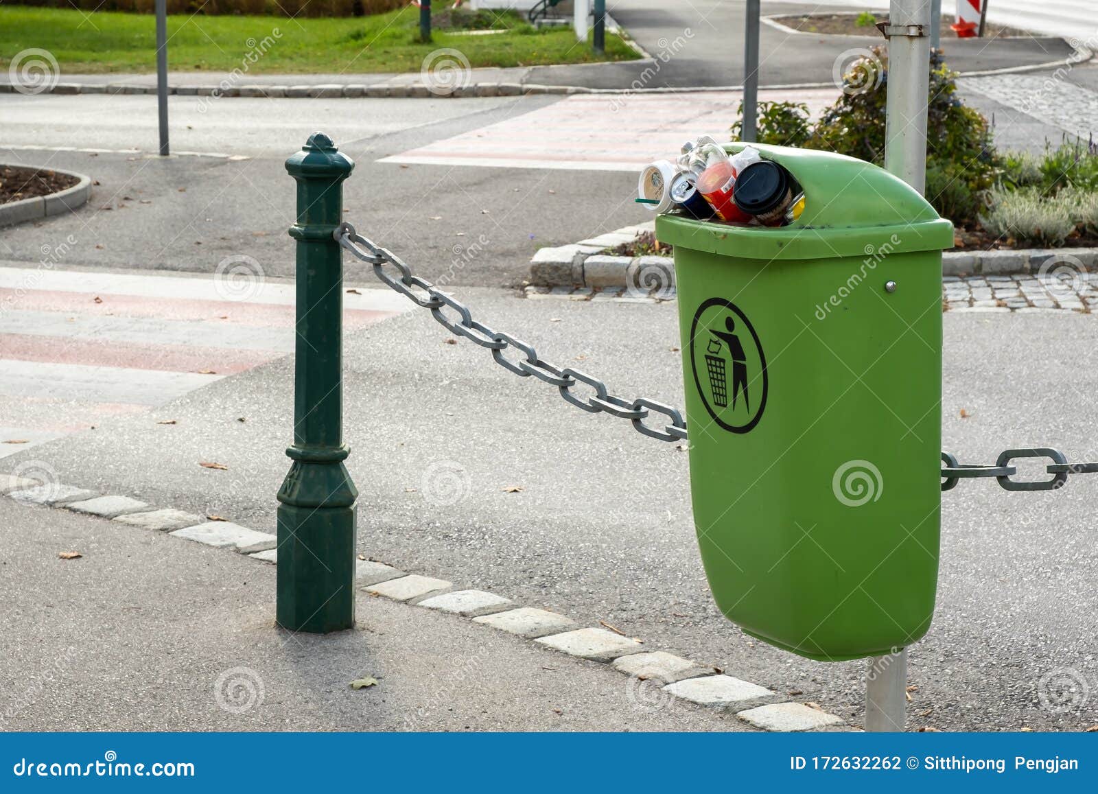 View of Public Garbage Bin or Trash Container for Clean Streets in ...