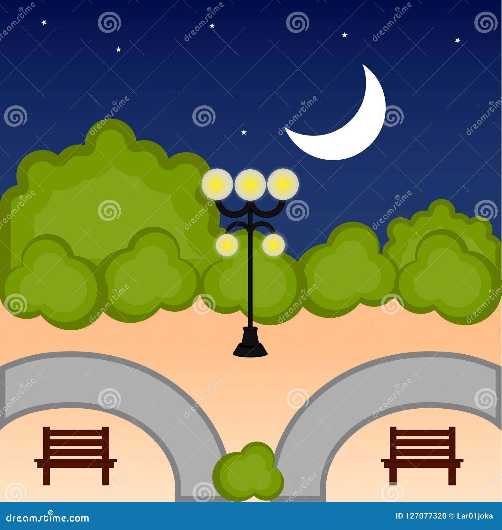 View of a Public Park at Night Stock Vector - Illustration of outdoor ...