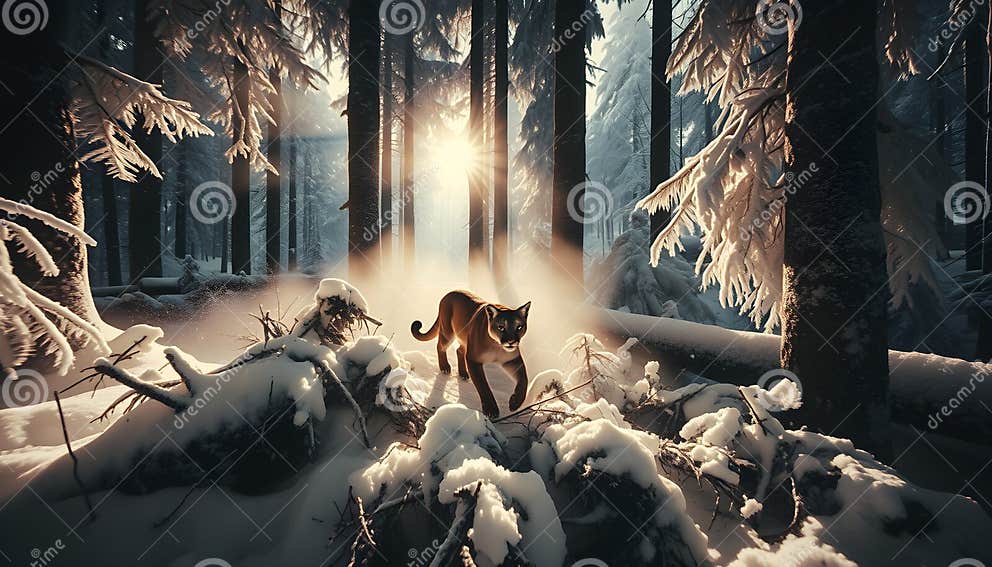 A view of a Puma stock illustration. Illustration of safari - 353074418
