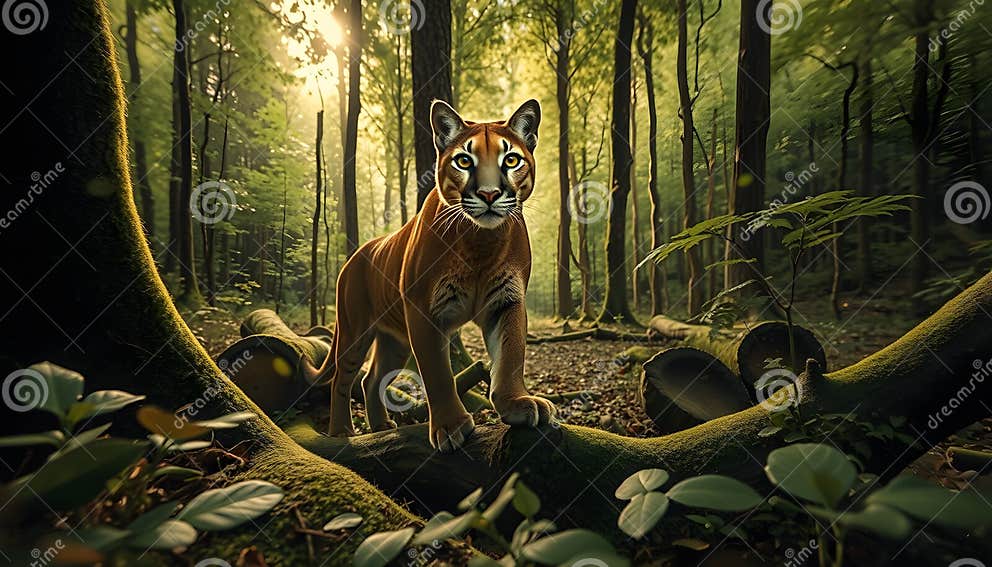 A view of a Puma stock illustration. Illustration of sitting - 353074437