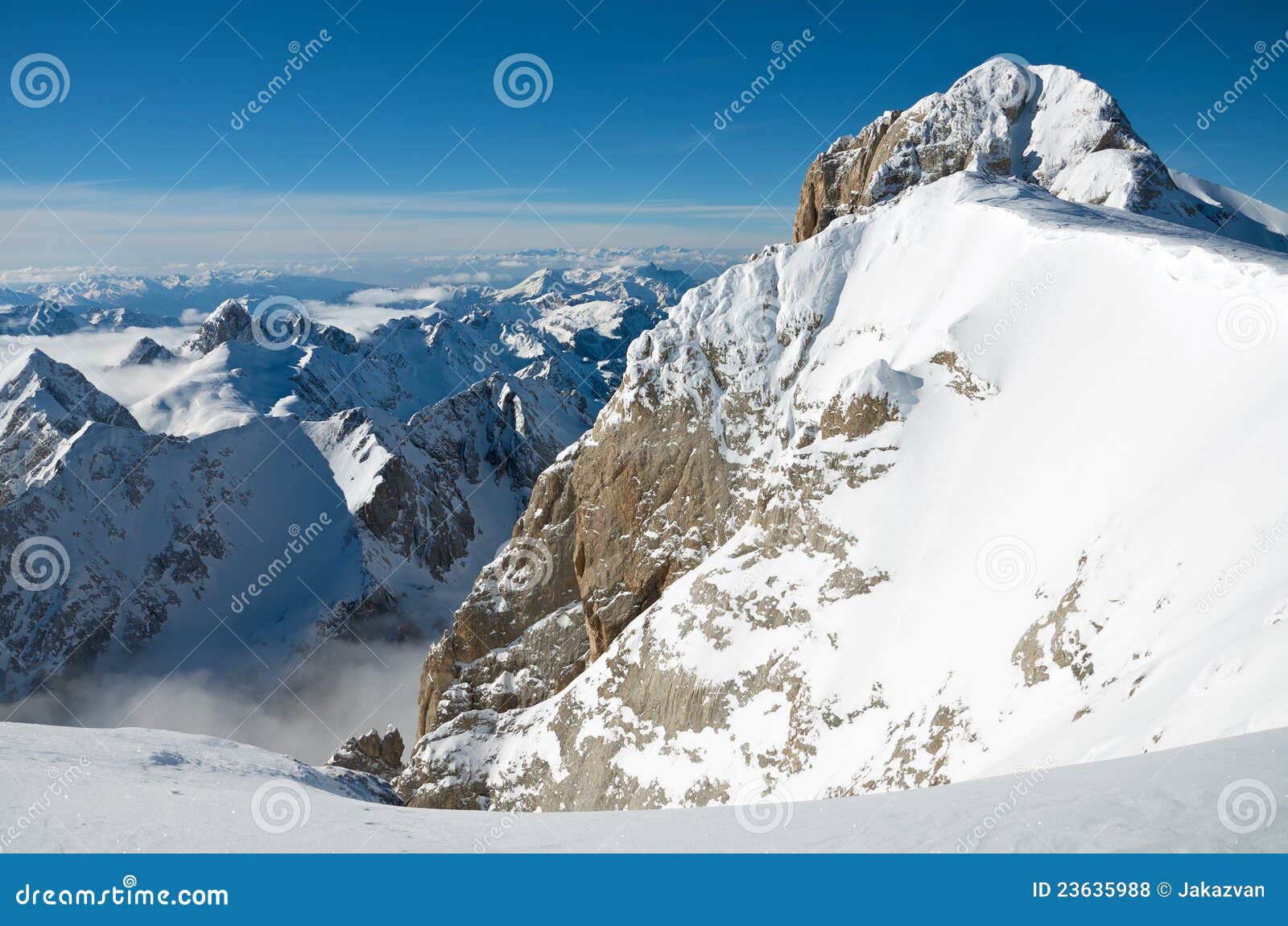 View from Punta Rocca, Marmolada Stock Photo - Image of marmolada ...