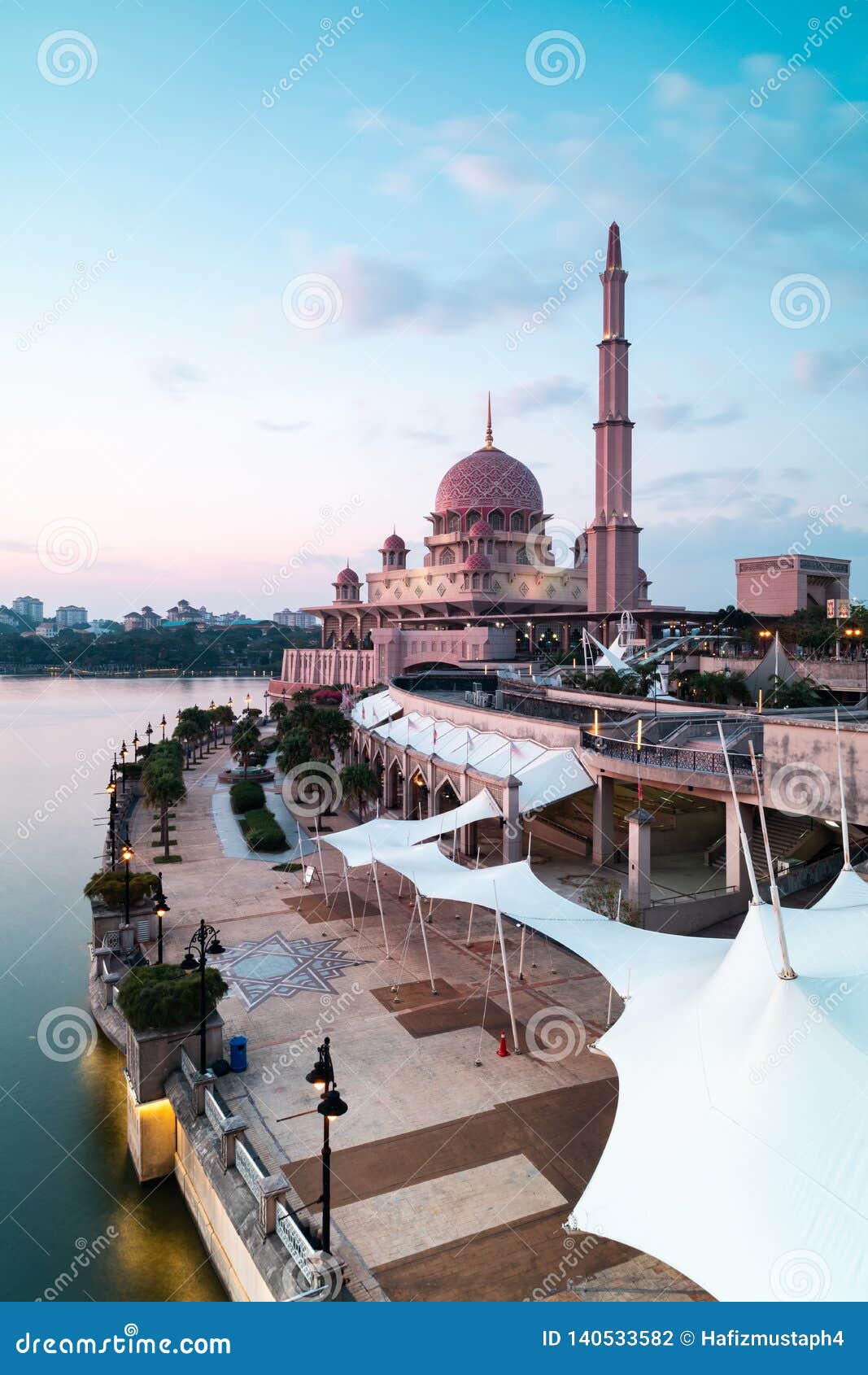 View of Putra Mosque during during Sunset. Portrait Orientation Stock ...