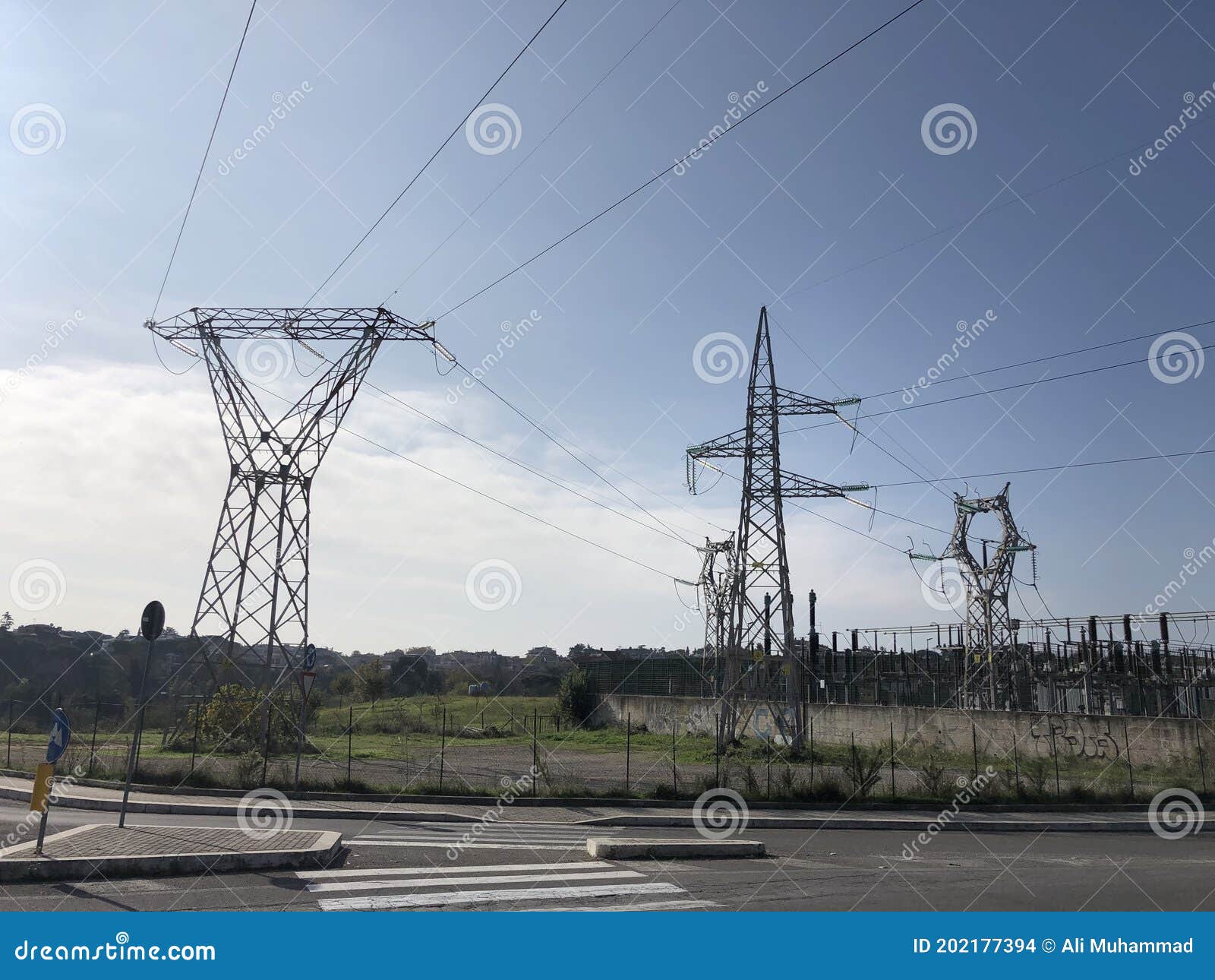 Pylon With Electricity Lines For Railway Stock Photo | CartoonDealer ...