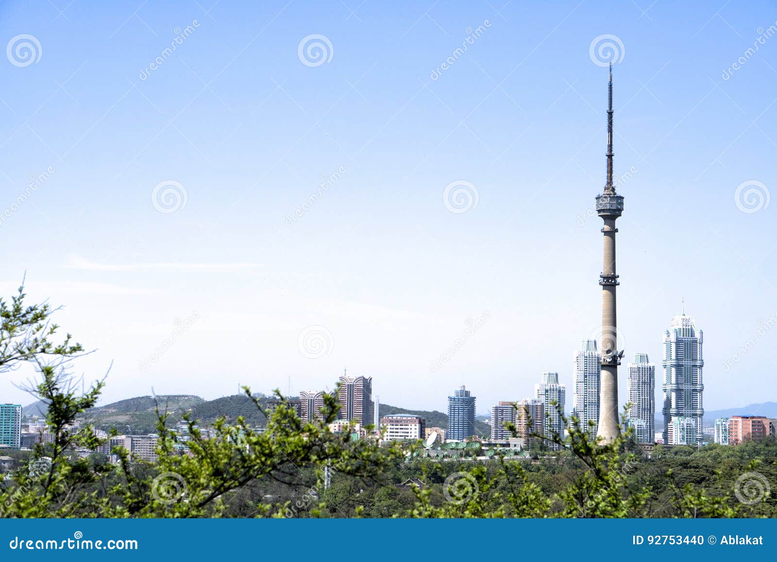 A View of the Pyongyang TV Tower. Pyongyang, DPRK - North Korea. Stock ...