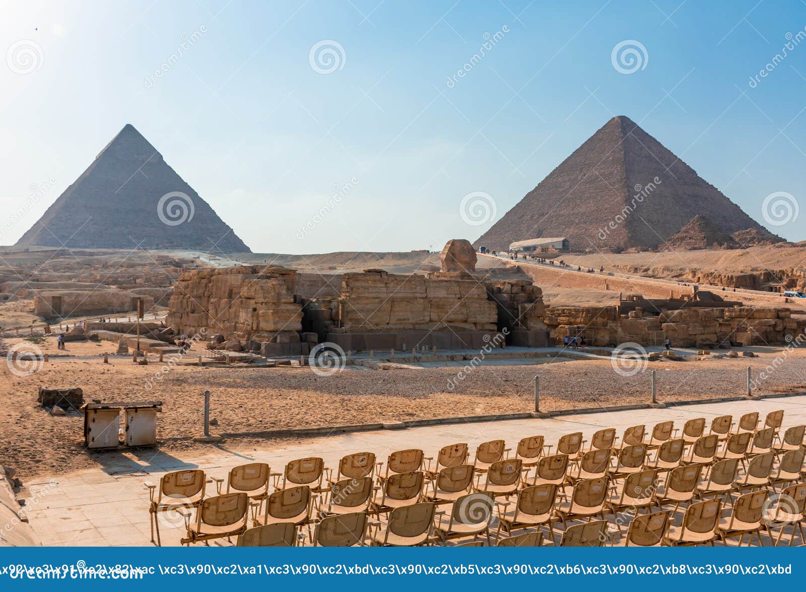 View of the Pyramids in the Giza Valley on a Bright Sunny Day Stock ...