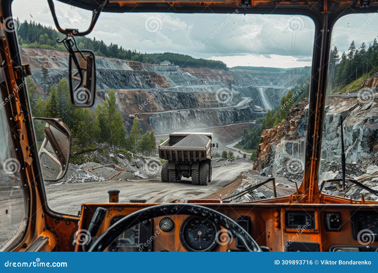 View of the Quarry from the Cabin of a Mining Dump Truck Stock Photo ...