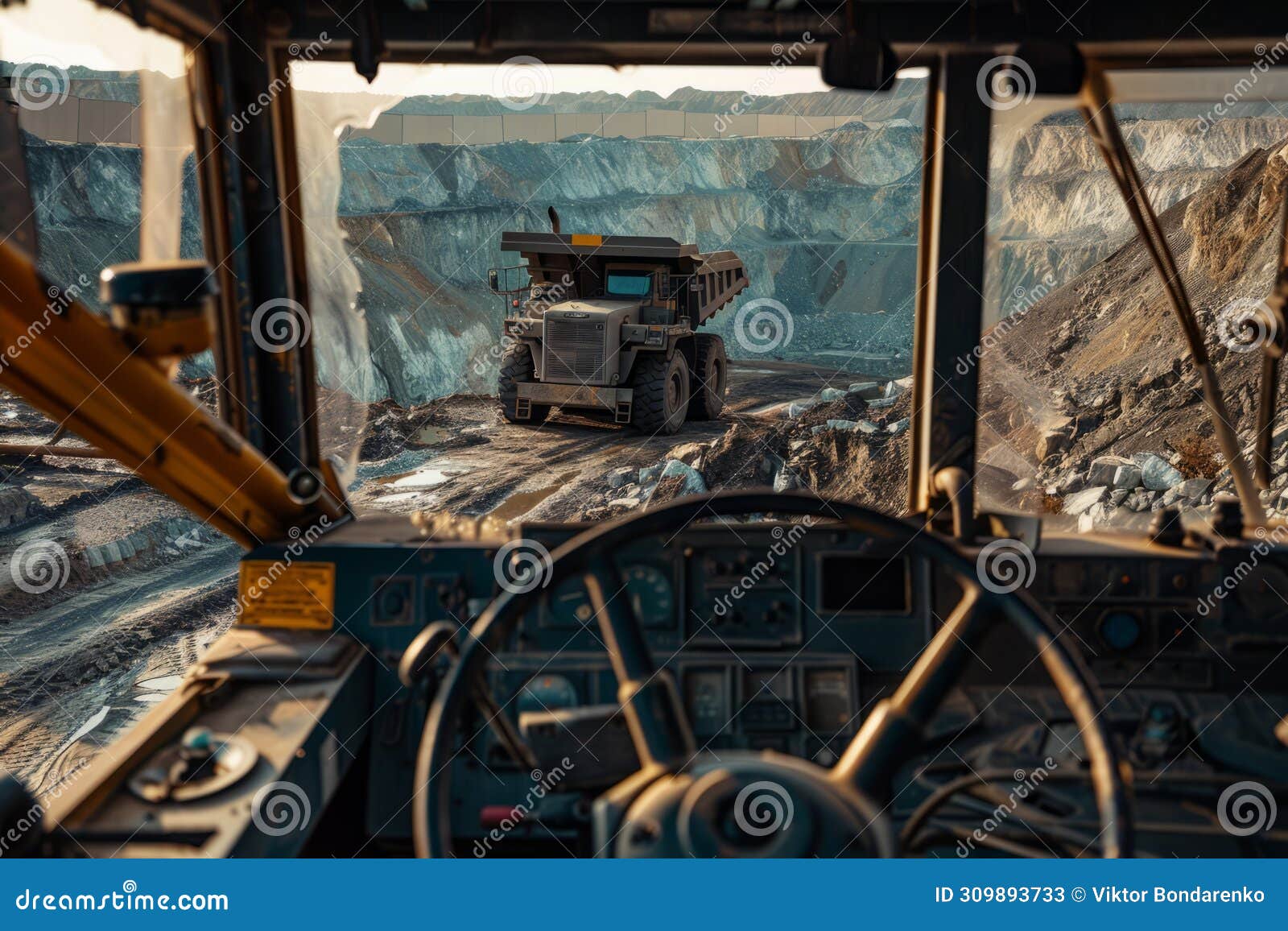View of the Quarry from the Cabin of a Mining Dump Truck Stock Image ...