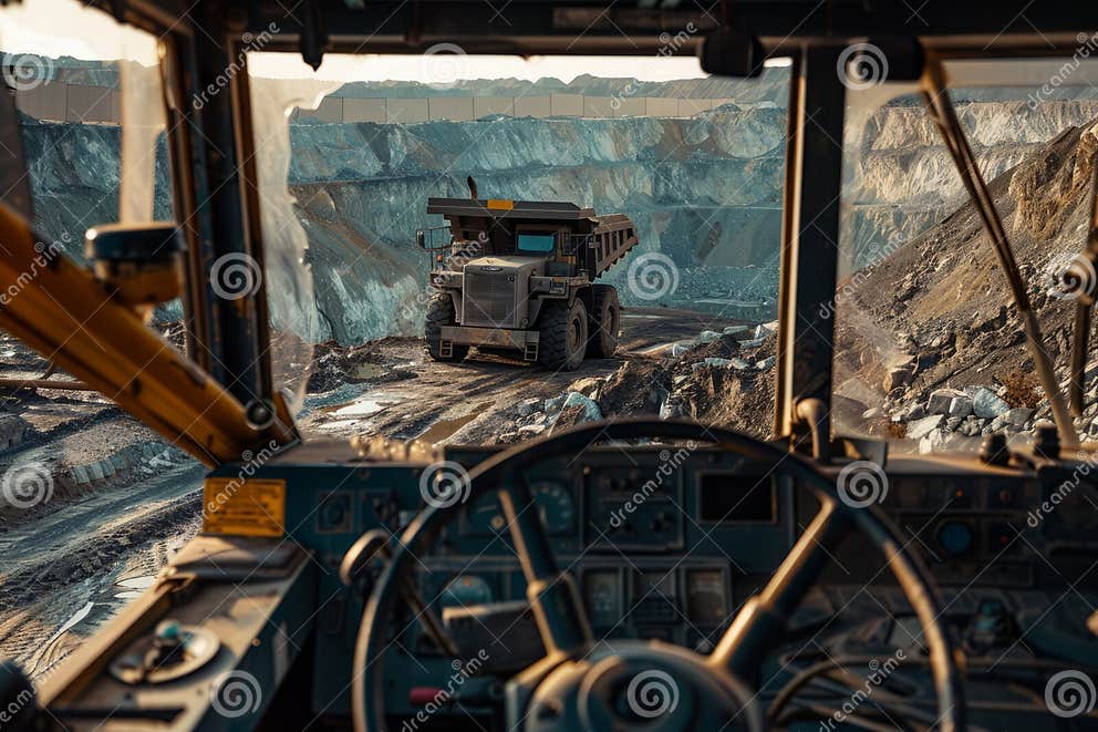 View of the Quarry from the Cabin of a Mining Dump Truck Stock Image ...