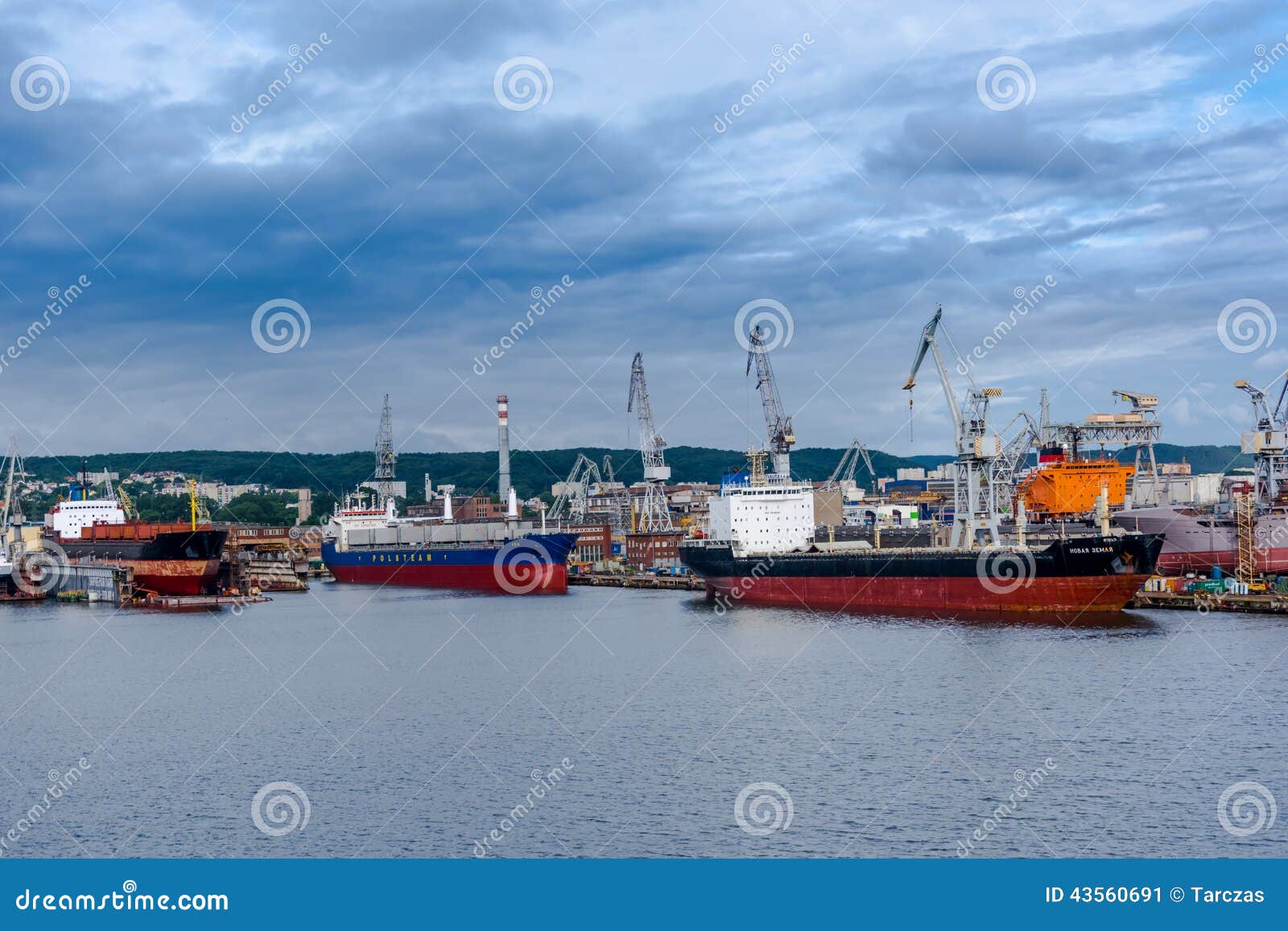 View of the Quay Port and Shipyard Editorial Photo - Image of freight ...
