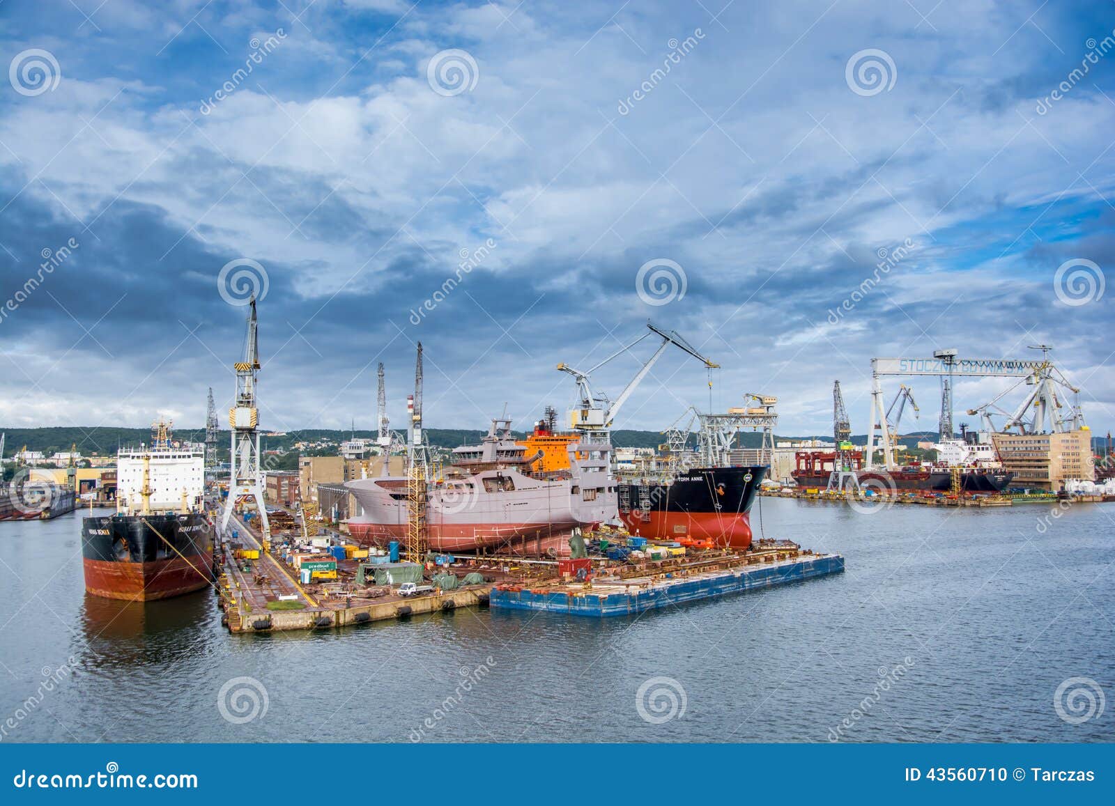 View of the Quay Port and Shipyard Editorial Image - Image of poland ...