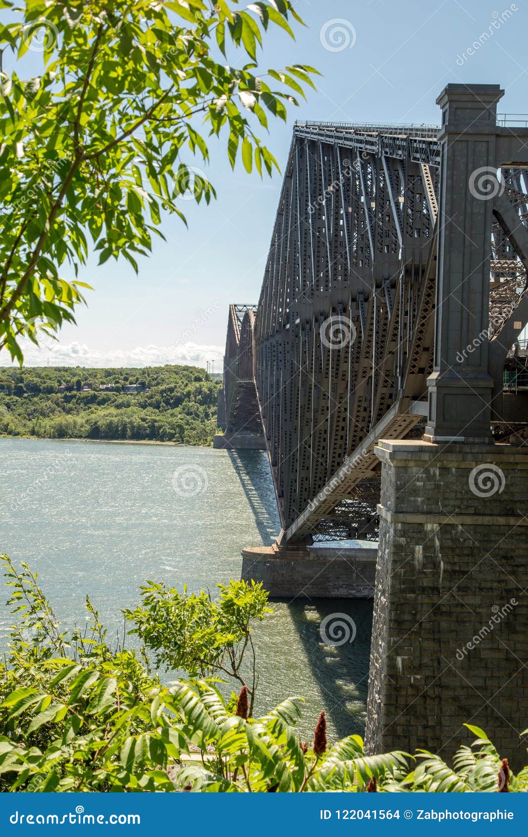 View of Quebec Bridge stock photo. Image of grass, bricks - 122041564