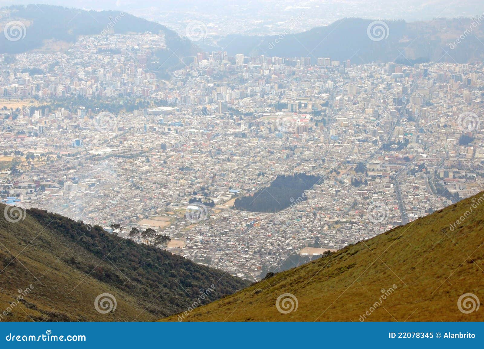 View of Quito from the Top of a Mountain. Stock Image - Image of ...