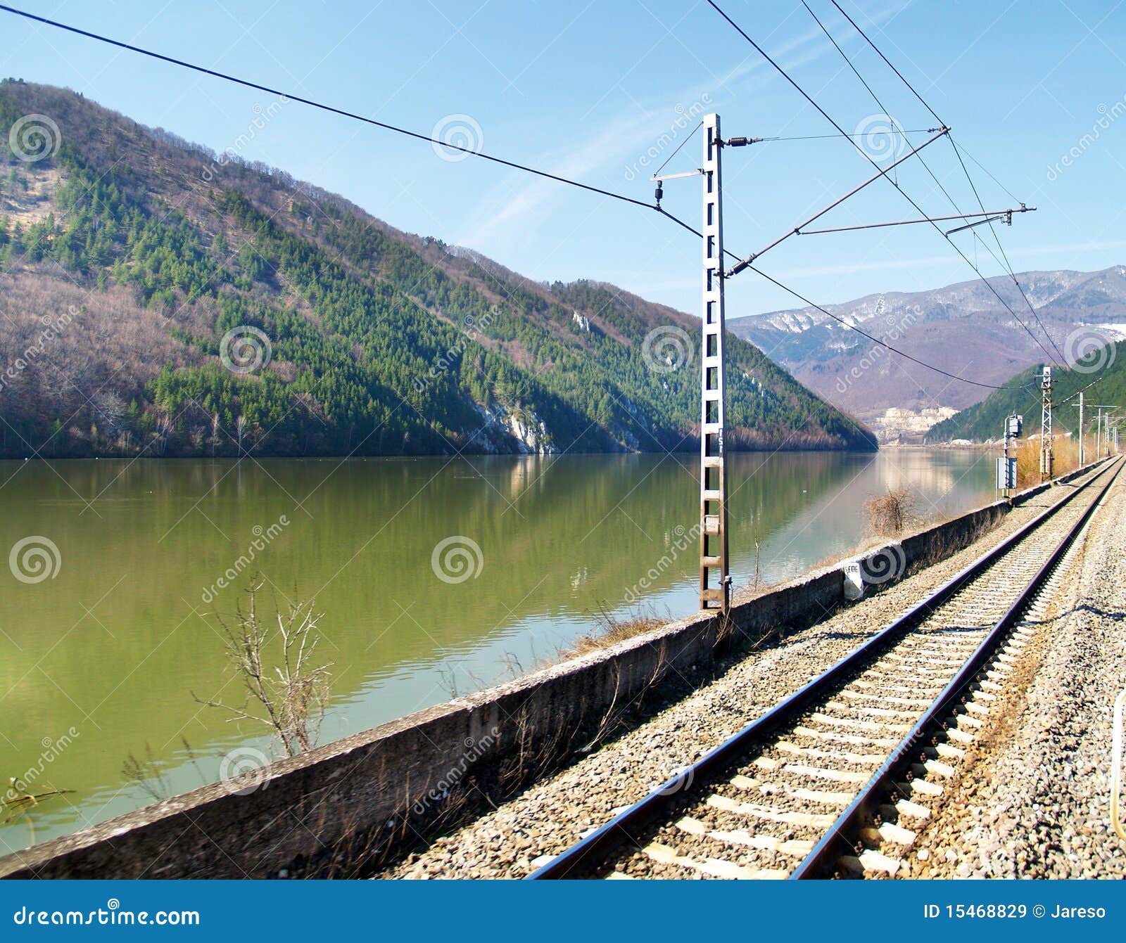 View of railroad and lake stock image. Image of tracks - 15468829