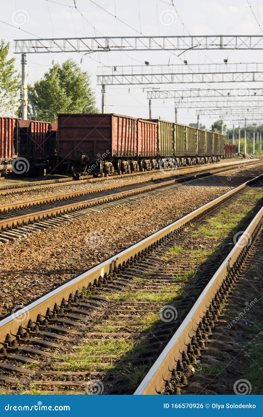 View on Railroad Track and Cargo Train Stock Photo - Image of ...