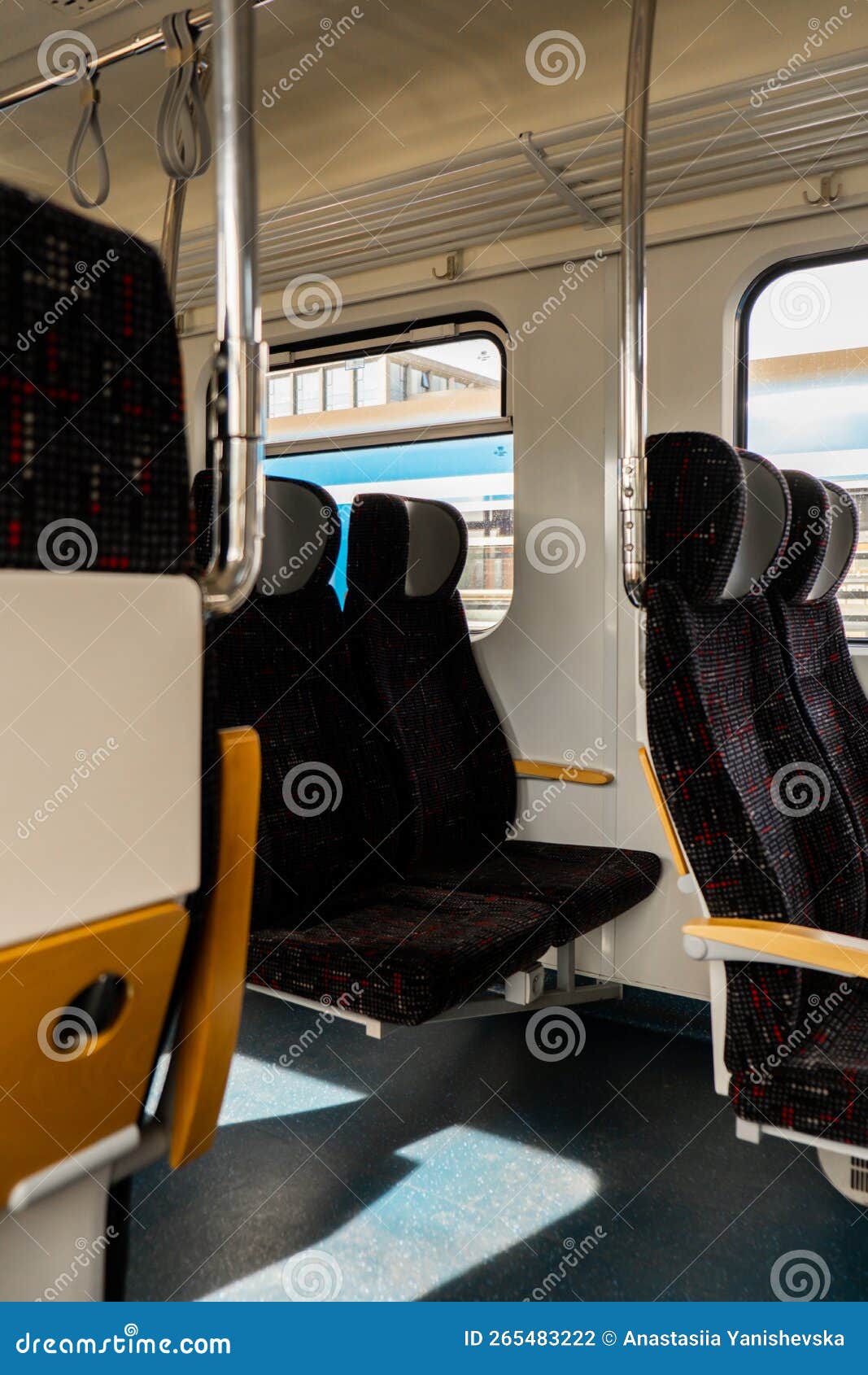 View on Railroad Track from the Window of Fast Train. Interior View at ...