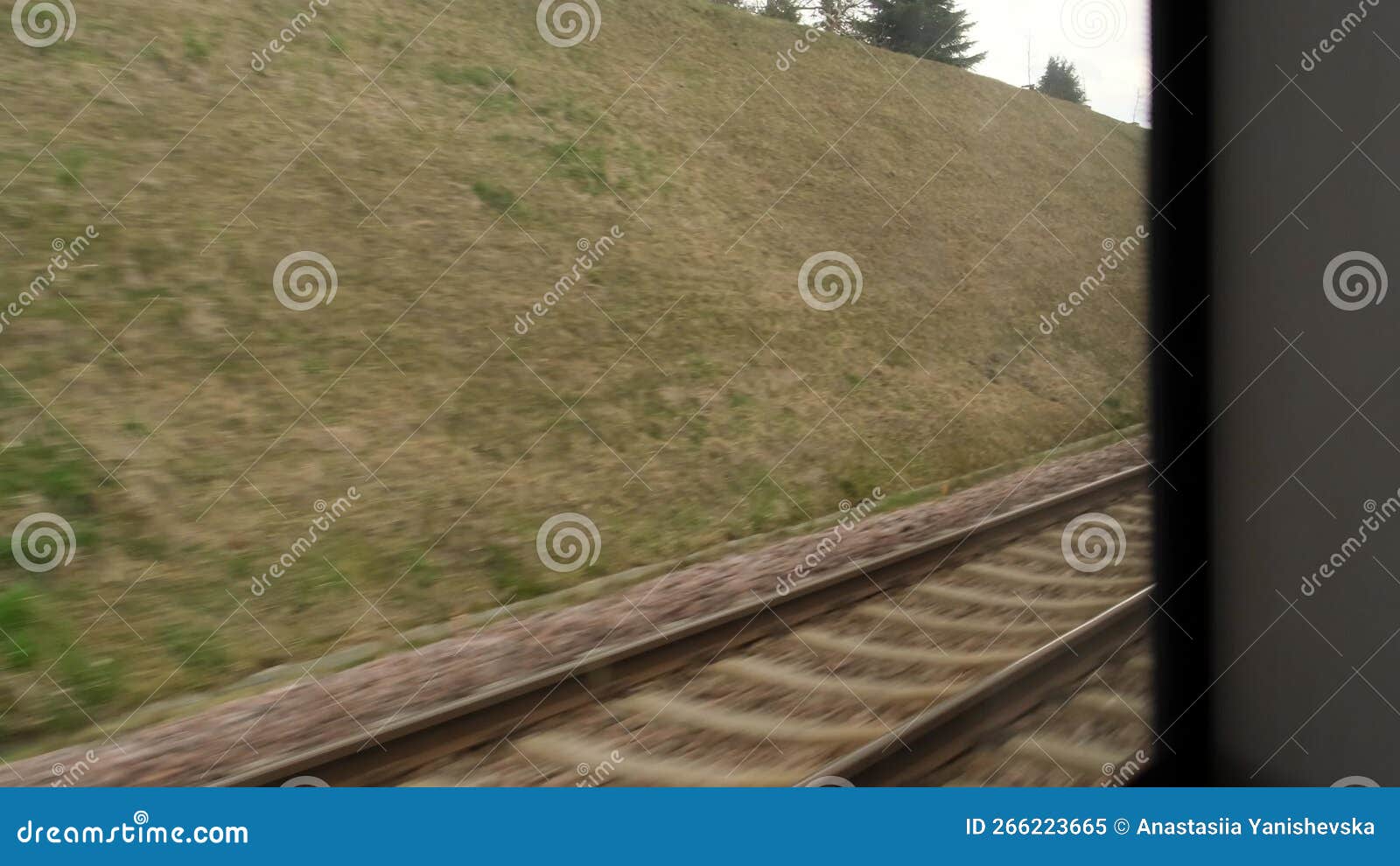 View on Railroad Track from the Window of Fast Train. 4K Interior View ...