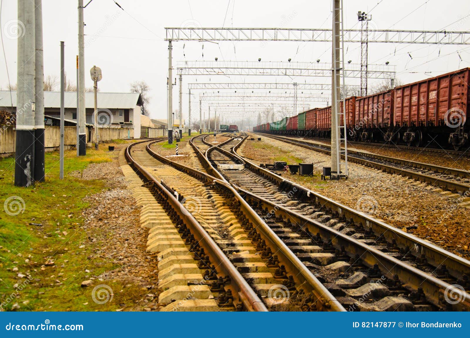 View on Railroad Tracks and Cargo Train Stock Image - Image of nature ...