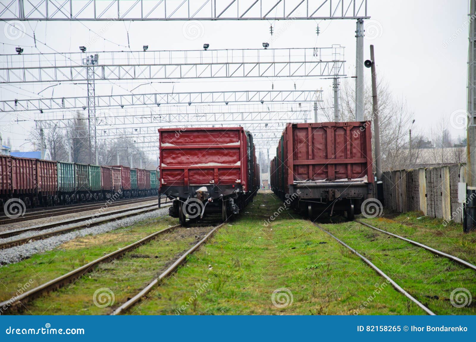 View on Railroad Tracks and Cargo Train Stock Image - Image of machine ...