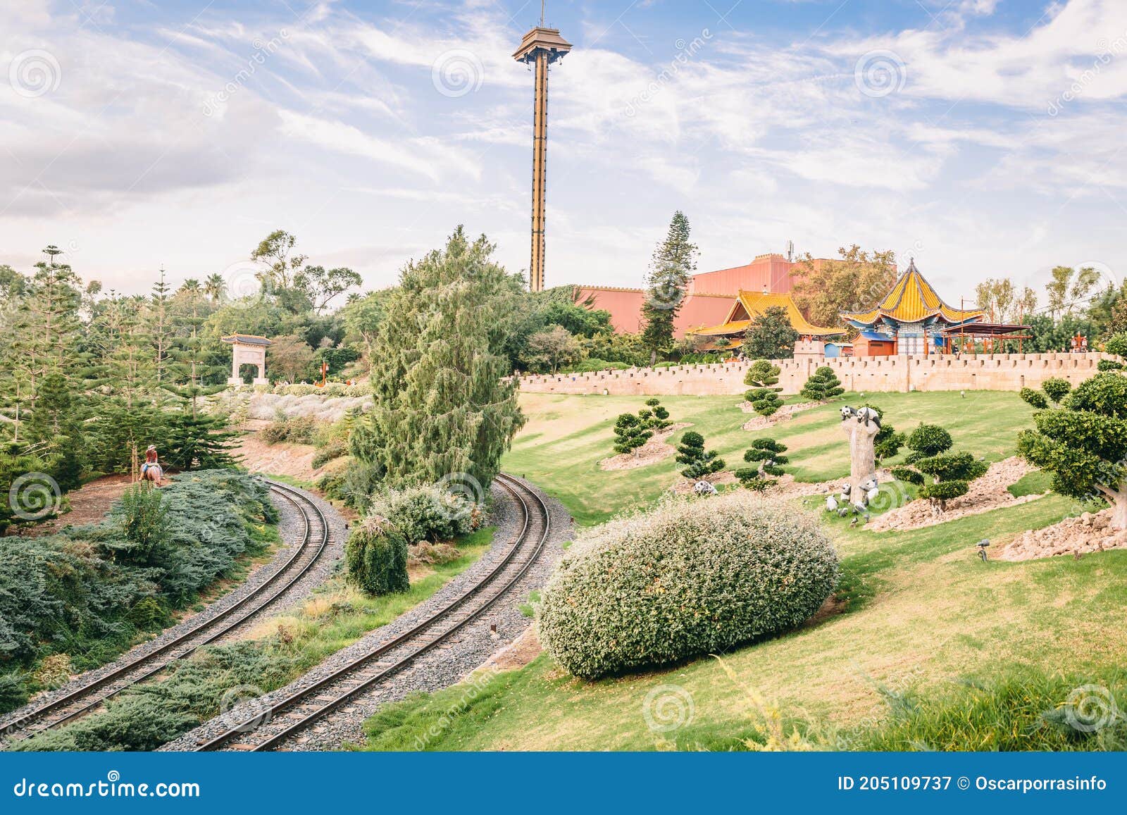 View of the Rails of a Train in a Theme Park Stock Image - Image of ...