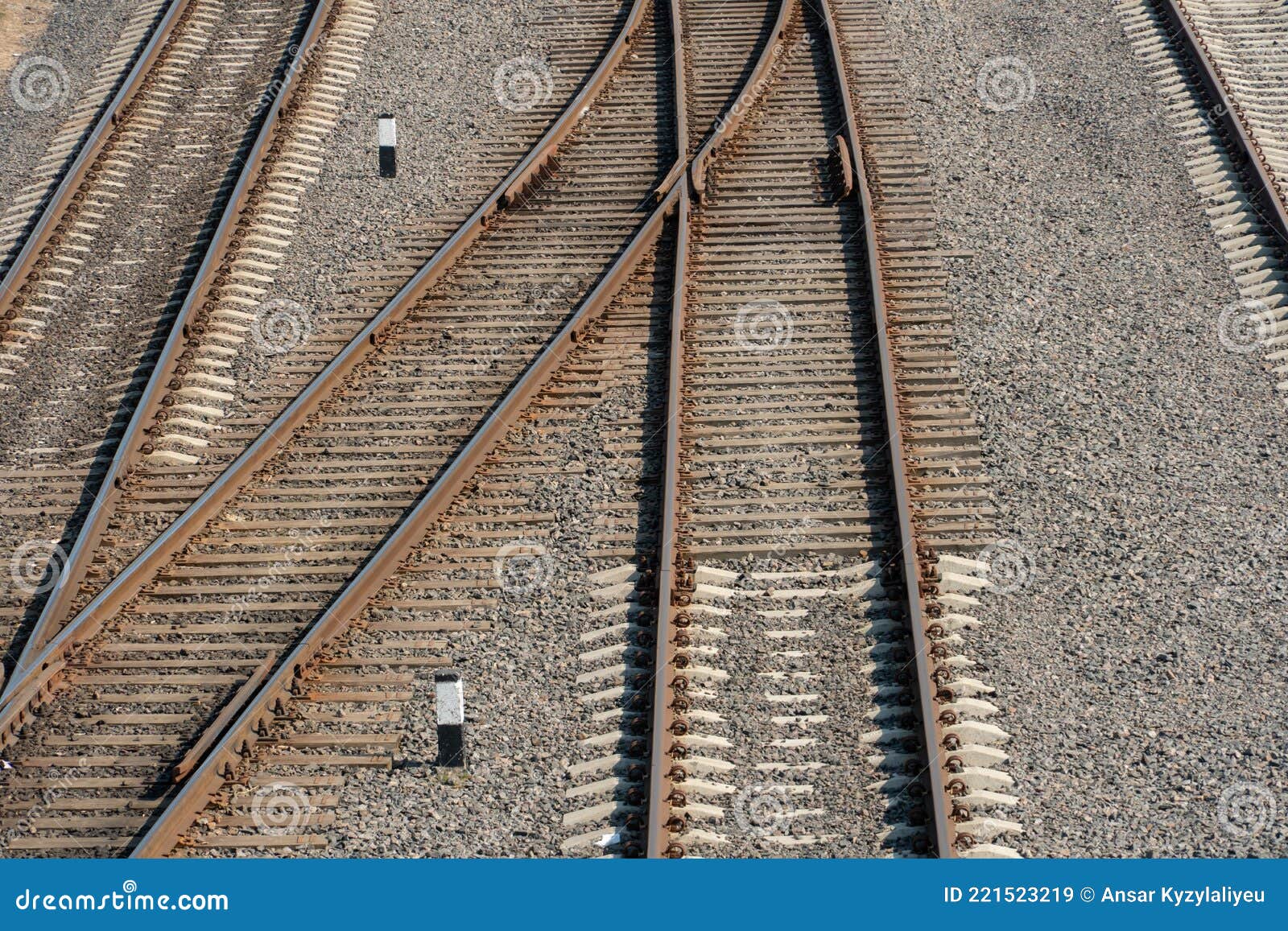 View Of The Railway From Above. New Modern Railway With Concrete Piles ...