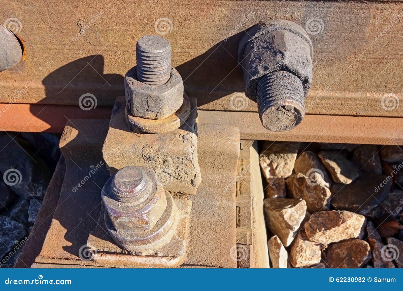 View of railway bolt stock photo. Image of closeup, metal - 62230982