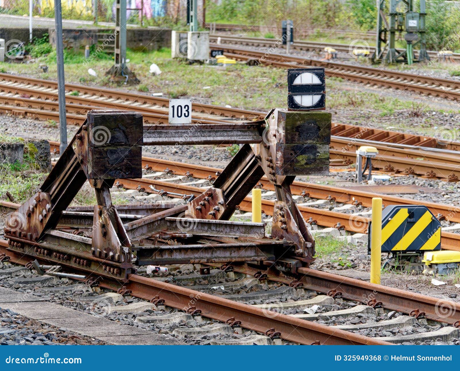 Buffer Stop . Ending Rail Tracks Concept For Limit, Limitation ...