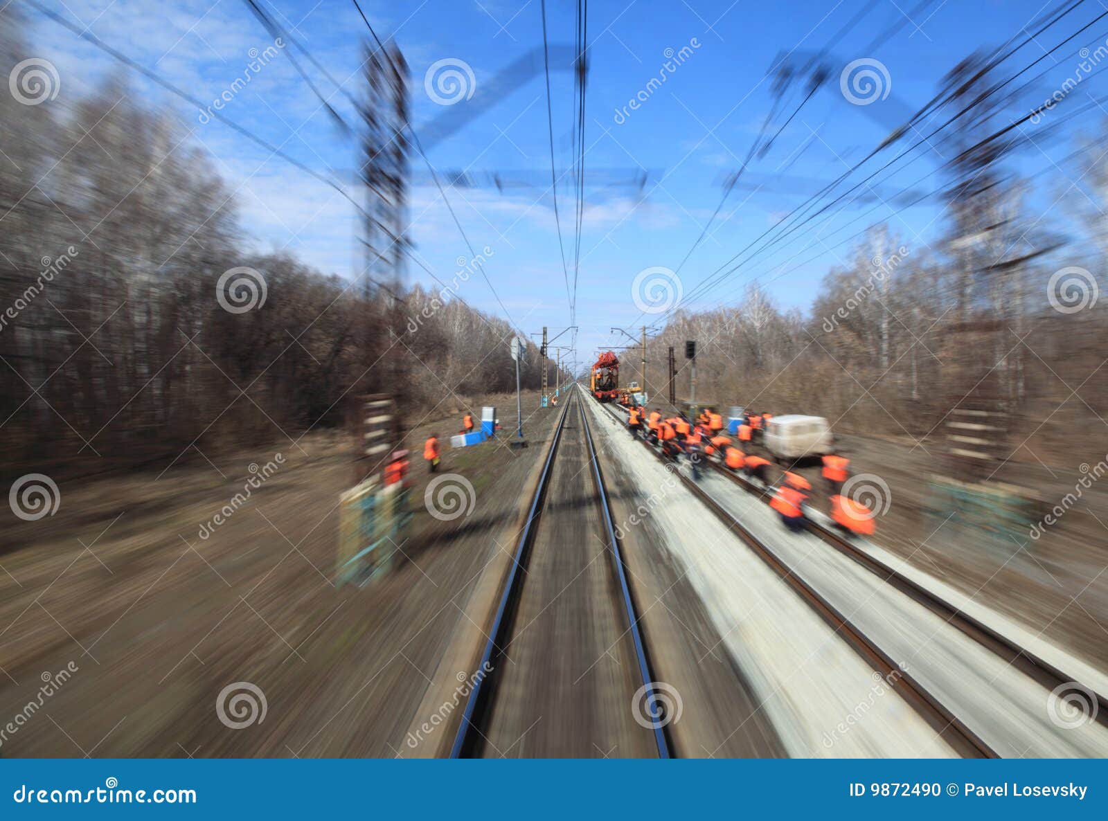 View on Railway from Moving Train Stock Photo - Image of team, motion ...