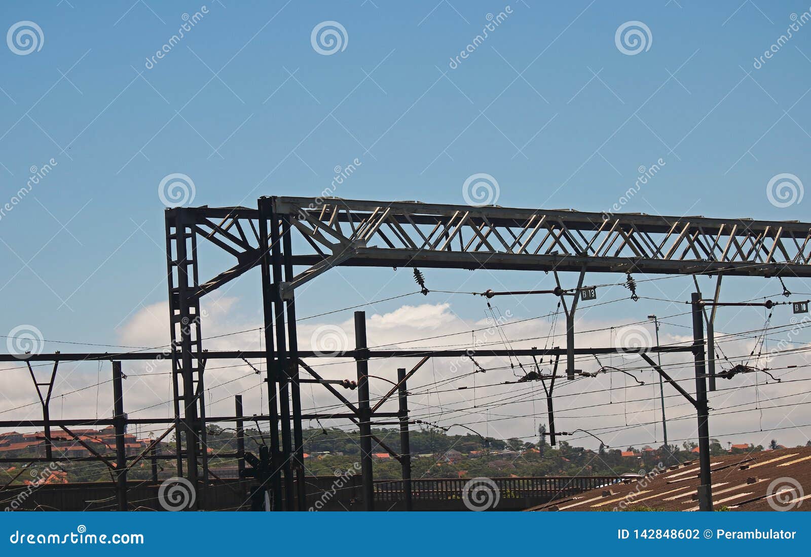 OVERHEAD POWER STRUCTURES on RAILWAY LINE Stock Photo - Image of ...