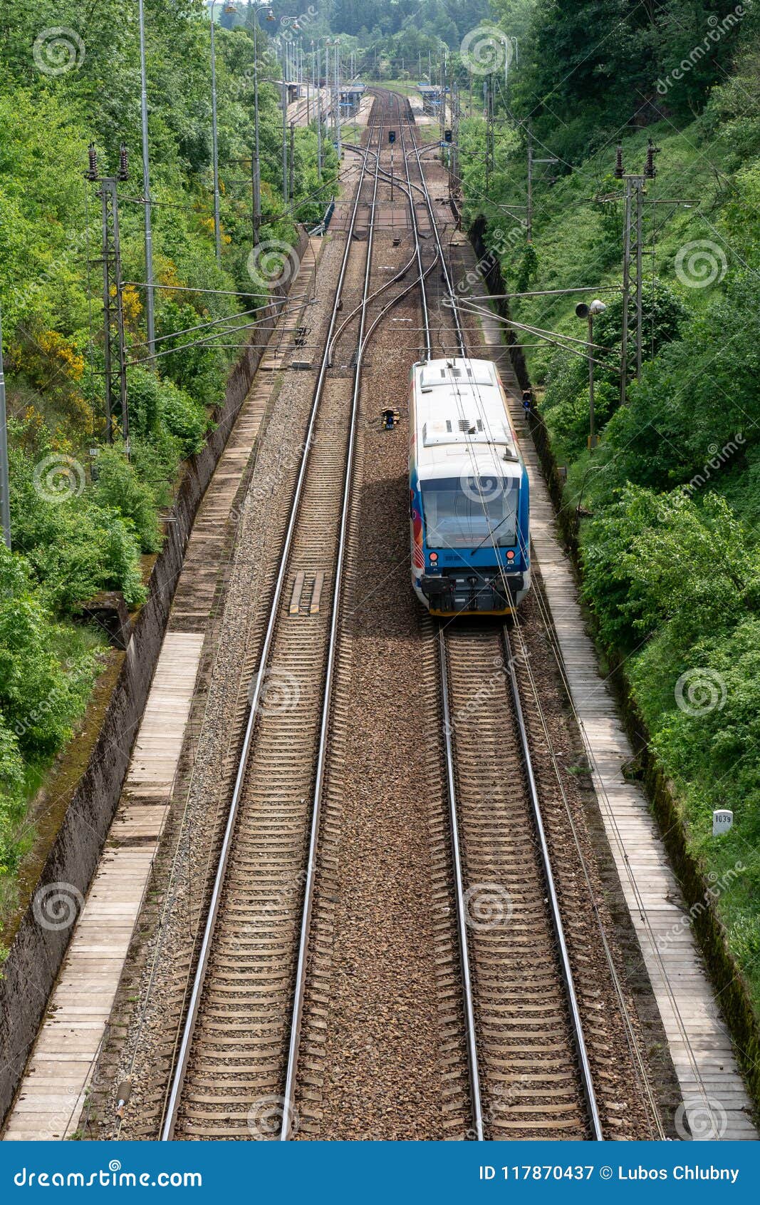 View on Railway Track Lines and Train Stock Image - Image of train ...