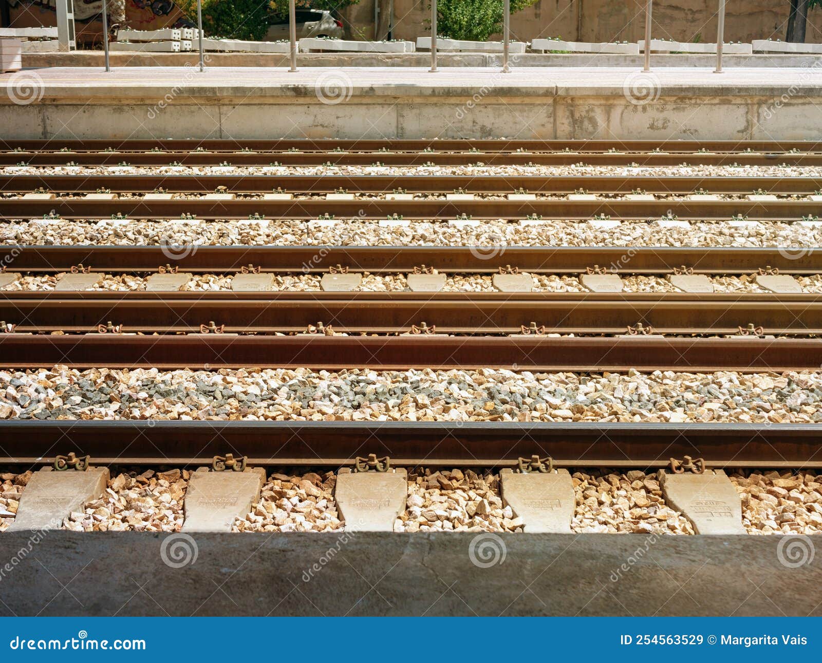 Railway Tracks between the Two Platforms of the Railway Station Stock ...
