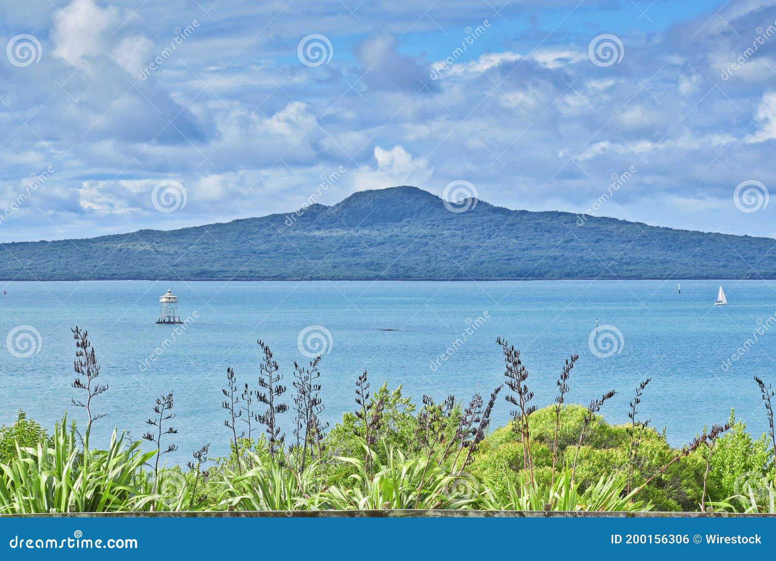 View of Rangitoto Dormant Volcano Island Stock Photo - Image of rock ...