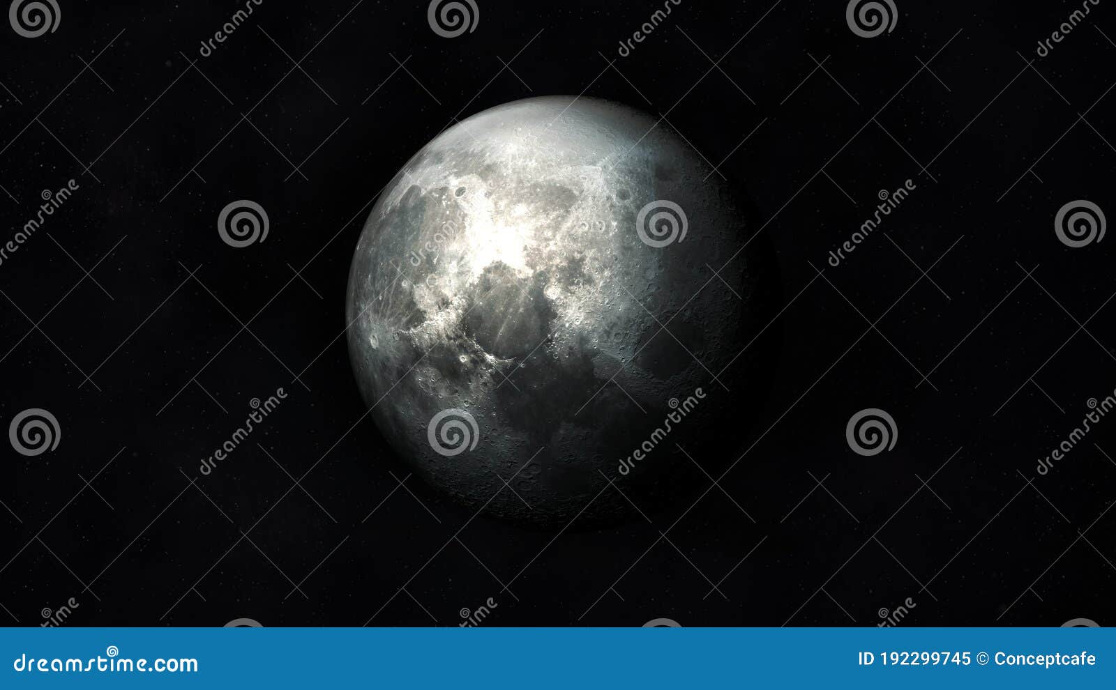 Dark Gray Image of a Half-lit Moon in Space. Stock Illustration ...