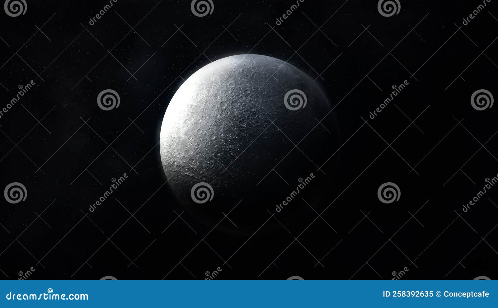 Dark Gray Image of a Half-lit Moon in Outer Space. Stock Illustration ...